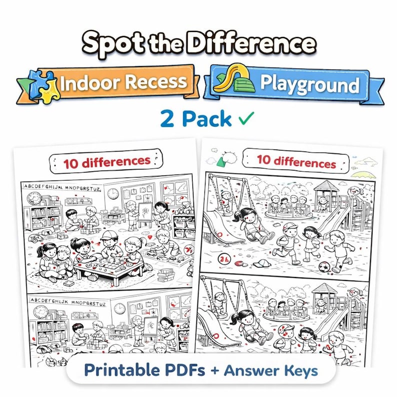 Spot the Difference Indoor Recess & Playground | 2 Pack | Find the ...