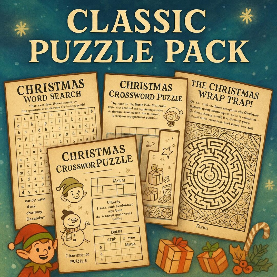 Classic Christmas Puzzle Trio – Word Search, Crossword & Maze! - Etsy