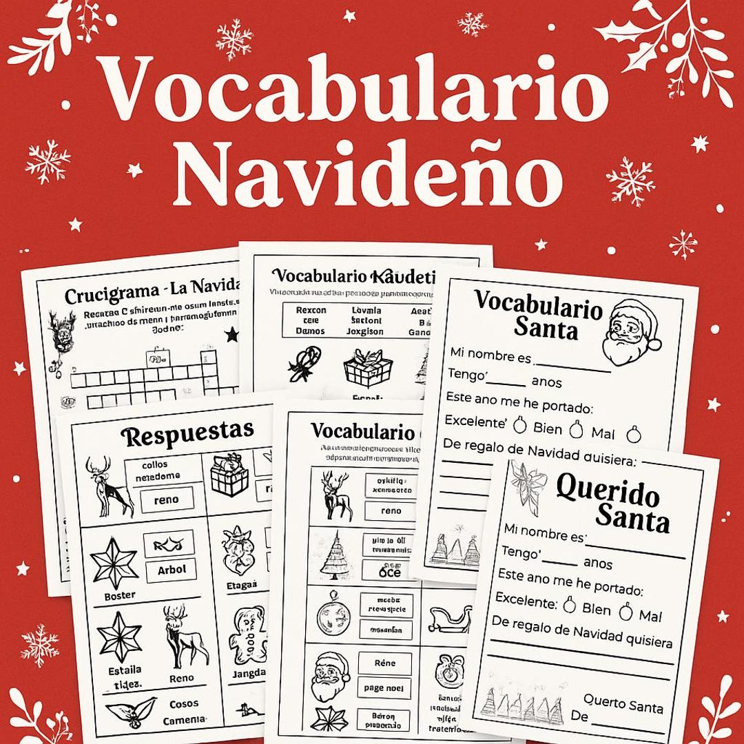 Spanish Christmas Activity Pack – 4 Páginas + 2 Respuestas | Crucigrama ...