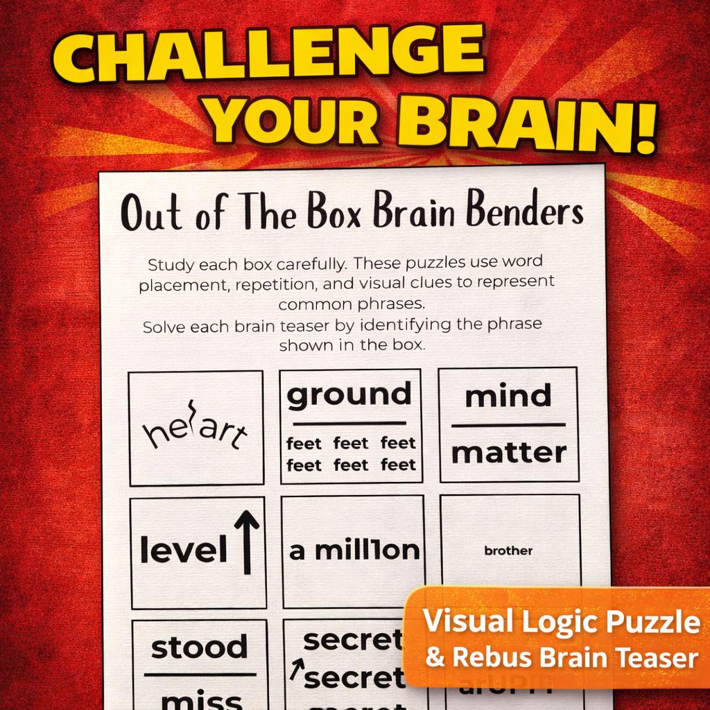 Think Outside the Box Brain Teaser Printable | Visual Logic & Rebus ...