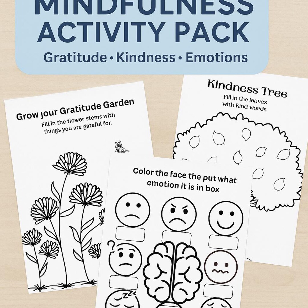 Mindfulness Coloring Pages: Kids' Gratitude & Kindness Activities (PDF ...