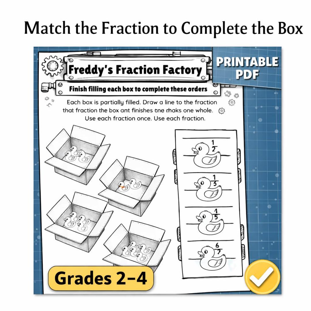 Fractions Making a Whole Worksheet | Match the Fraction to Complete the ...