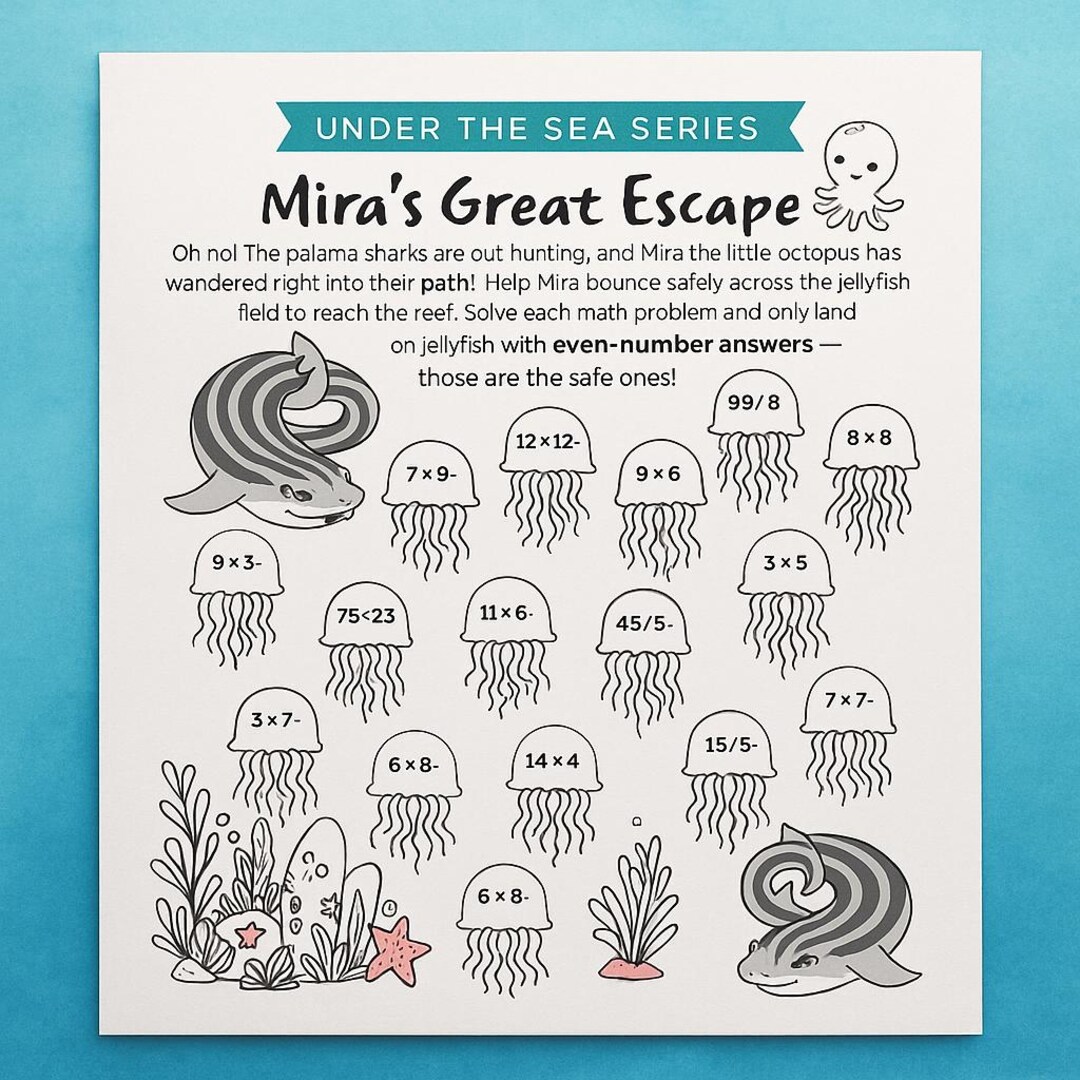 Ocean Math Maze Printable – Multiplication & Division (PDF Pattern) - Etsy
