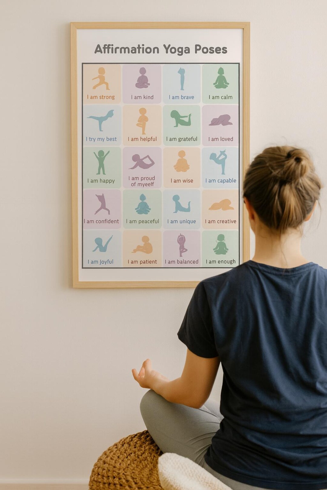 Kids Yoga Affirmations Poster | Printable Mindfulness Wall Art | Calm ...