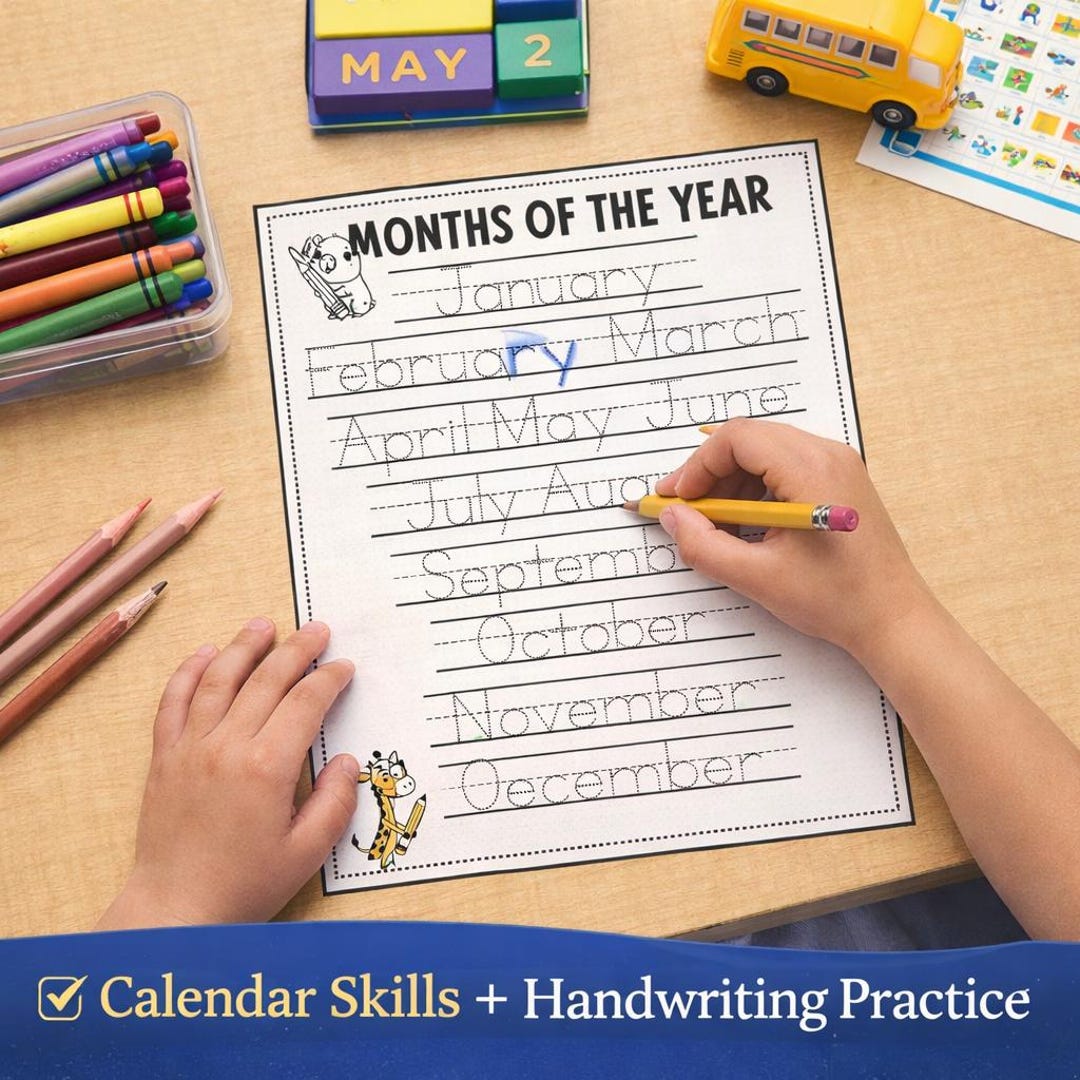 Months of the Year Tracing Worksheet | Handwriting Practice Printable ...