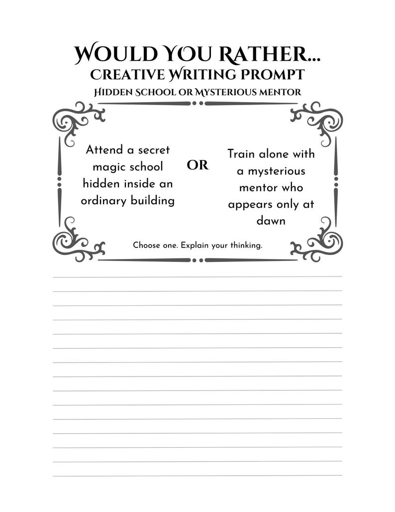 Would You Rather Writing Prompt – Hidden School or Mysterious Mentor ...