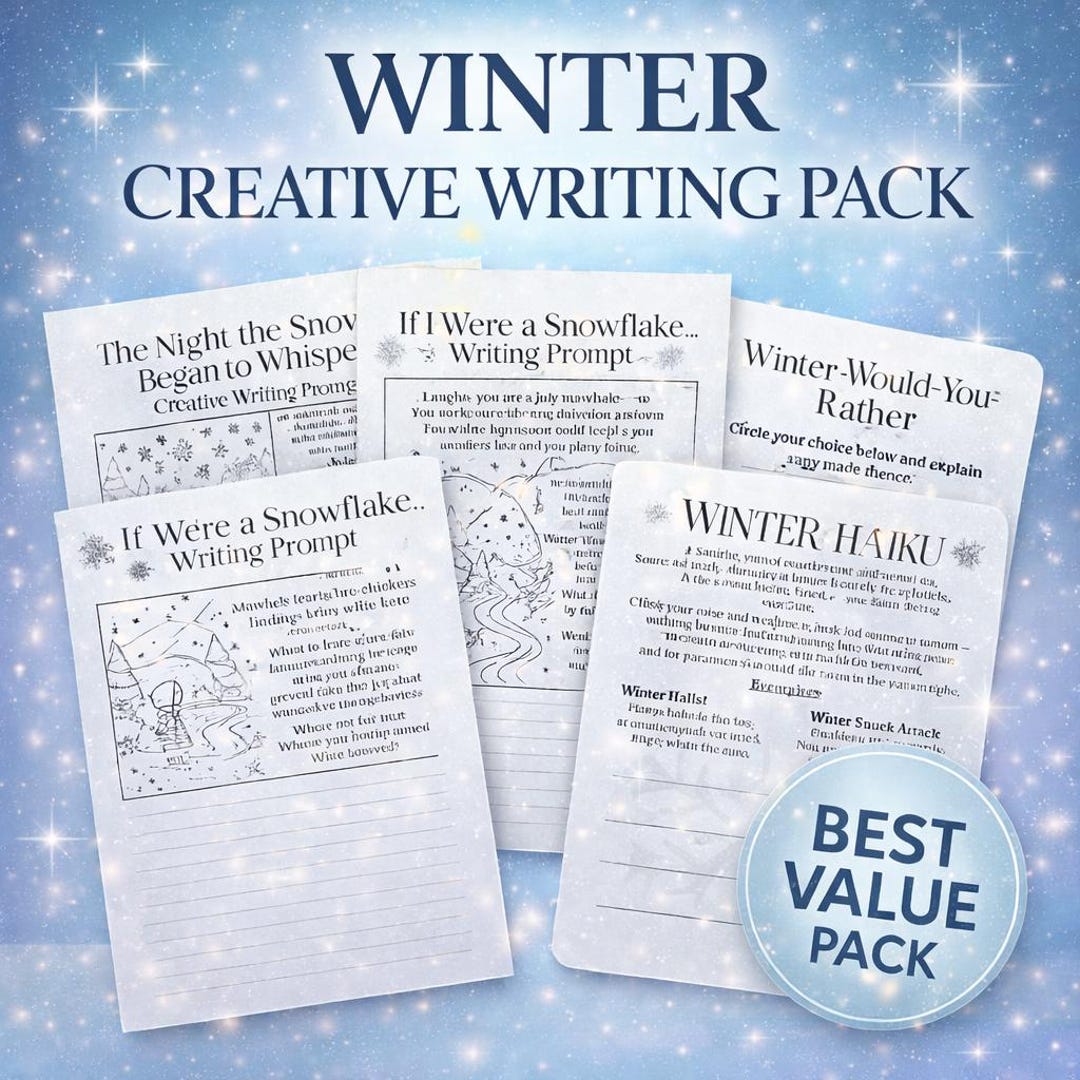 Winter Creative Writing Prompts 5 Pack | Snowflake Stories, Winter ...