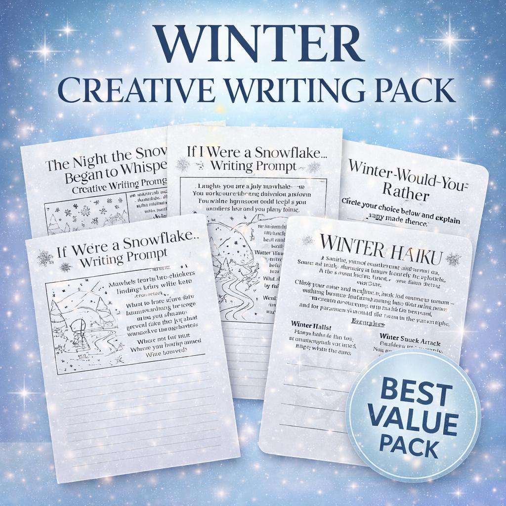 Winter Creative Writing Prompts 5 Pack | Snowflake Stories, Winter ...