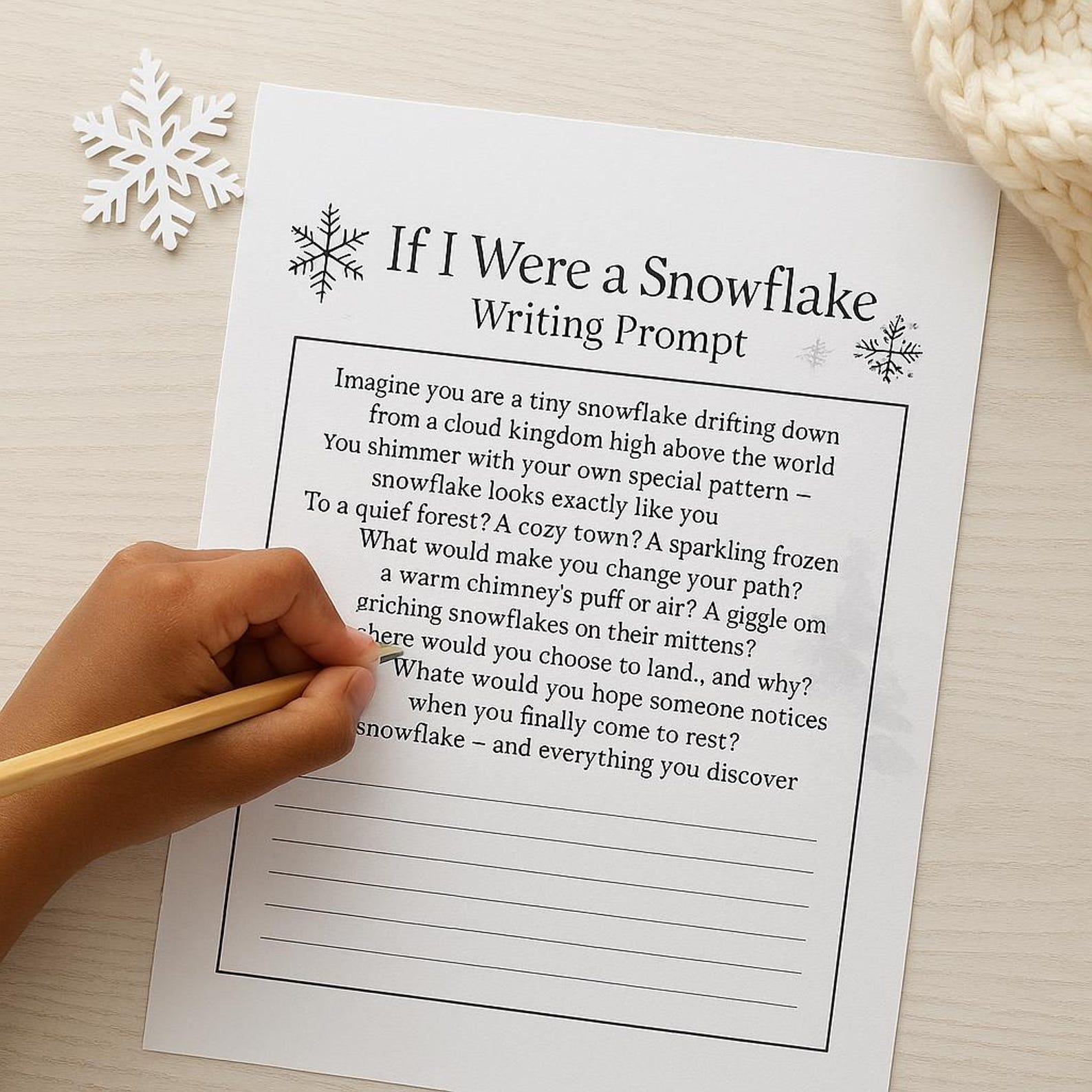 Winter Creative Writing Prompts 5 Pack | Snowflake Stories, Winter ...