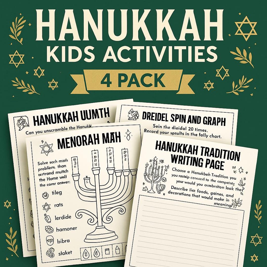 Hanukkah Activity 4-pack | Kids Holiday Printable | Jewish Classroom ...