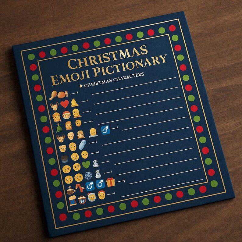 Christmas Character Emoji Game | Printable Holiday Pictionary | Party ...