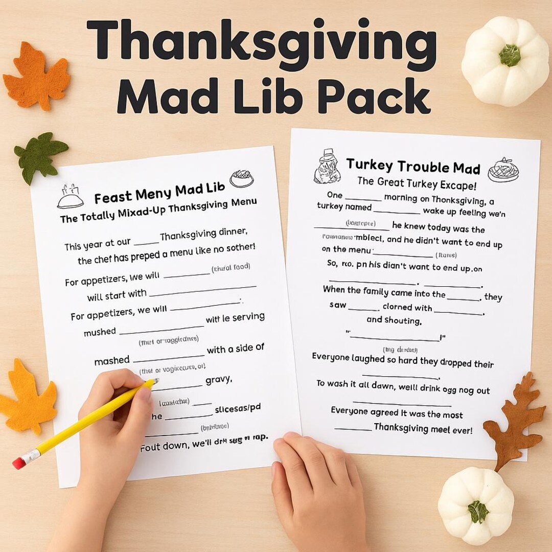 Thanksgiving Mad Libs | Funny Family Games, Classroom Activity (PDF) - Etsy