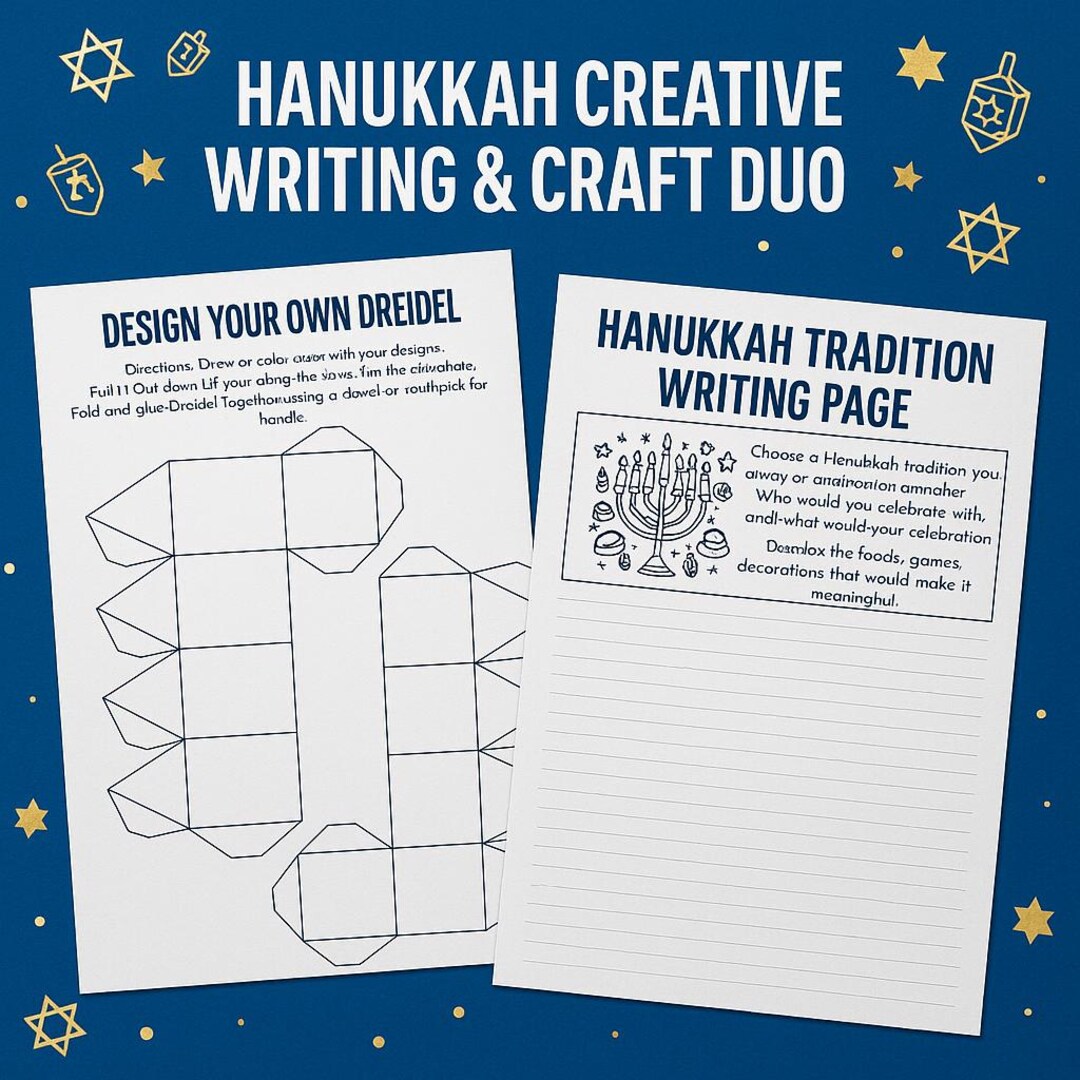 Hanukkah Creative Writing and Craft Duo | Printable Kids Activity - Etsy