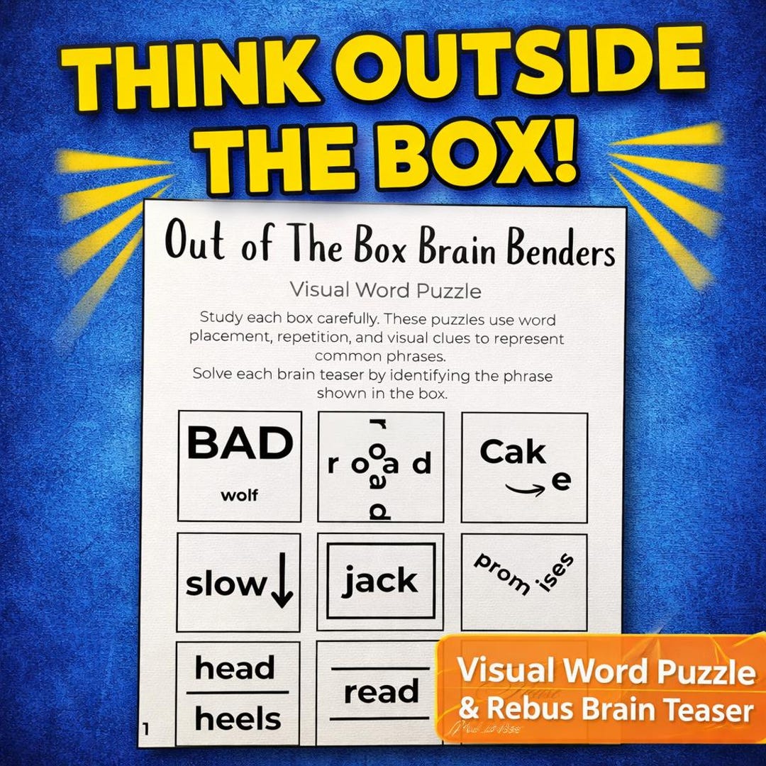 Out of the Box Brain Bender Printable | Visual Word Puzzle & Rebus ...