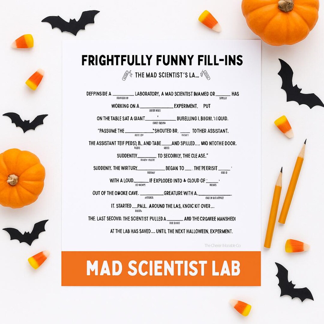 Mad Scientist Mad Libs: Halloween Fill-in Story Game (printable ...