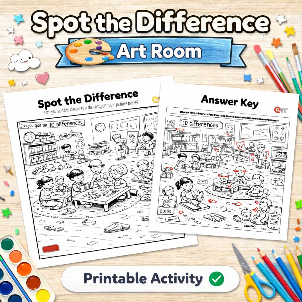 Spot the Difference Art Room & Science Lab | 2 Pack Printable | Find ...