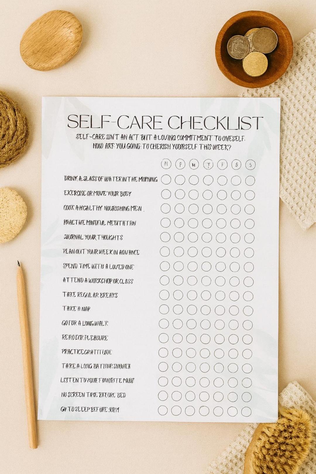 Printable Self-care Checklist: Wellness Planner, Habit Tracker (PDF ...
