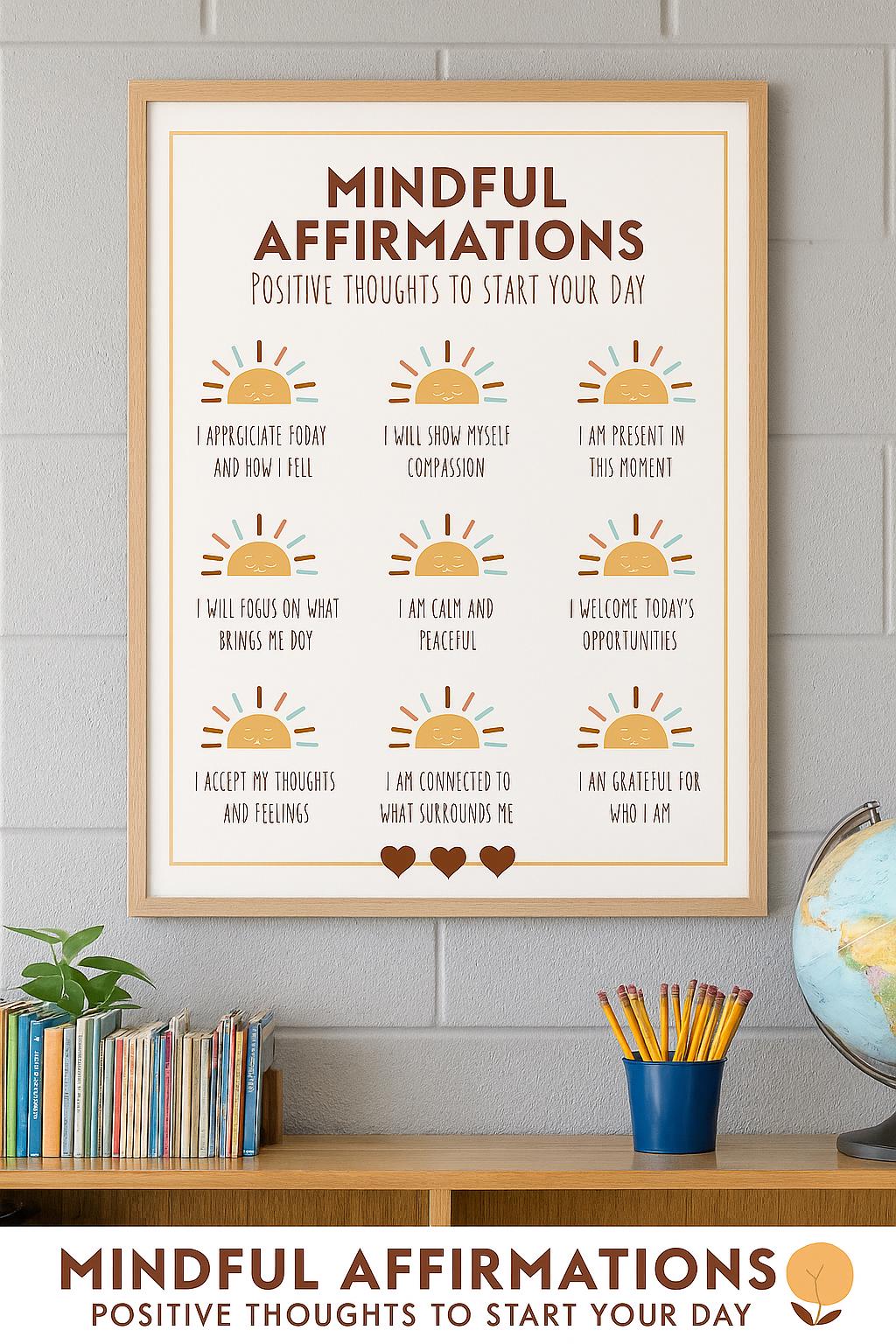 Mindful Affirmations Poster: Positive Classroom Decor (digital Download ...