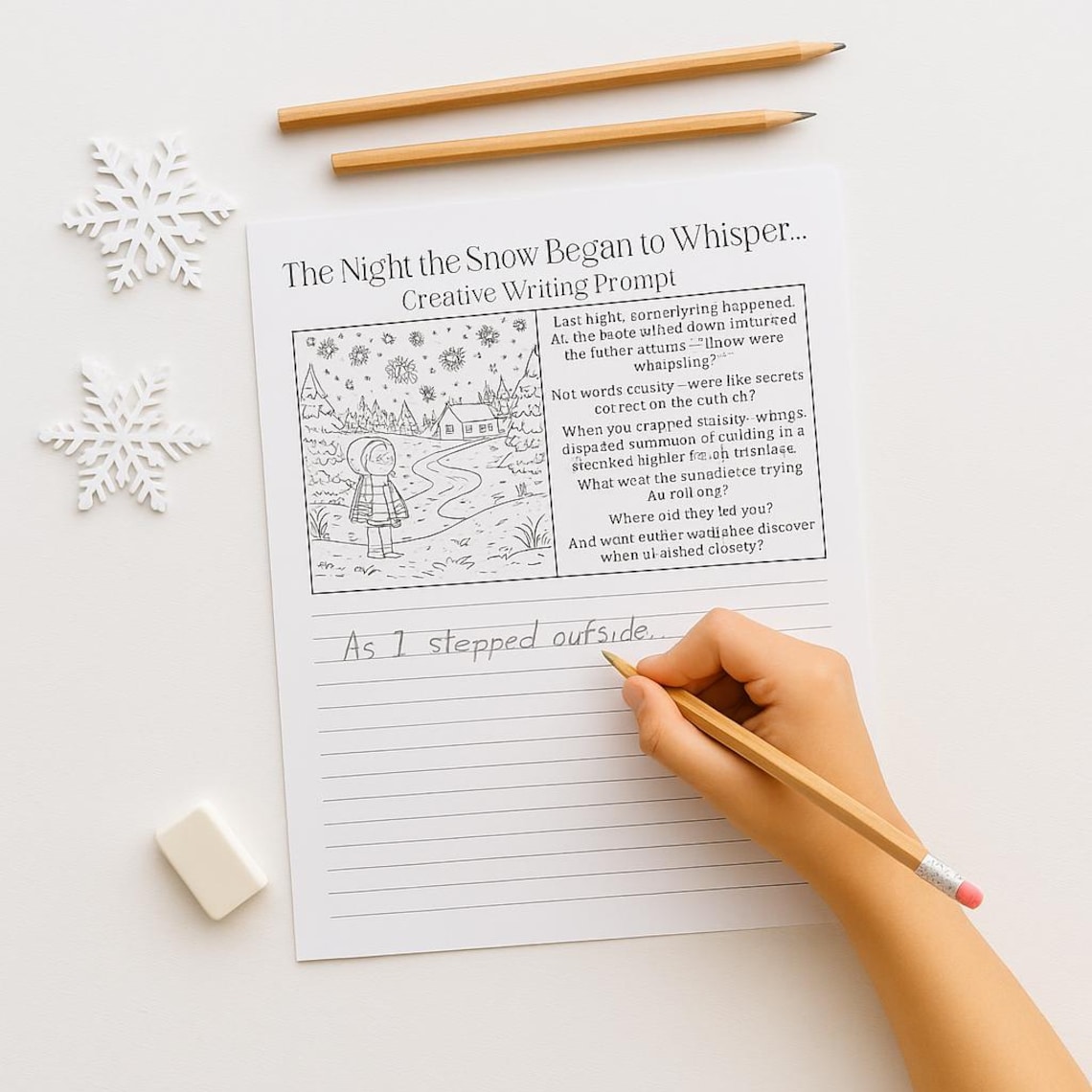 Winter Creative Writing Prompts 5 Pack | Snowflake Stories, Winter ...