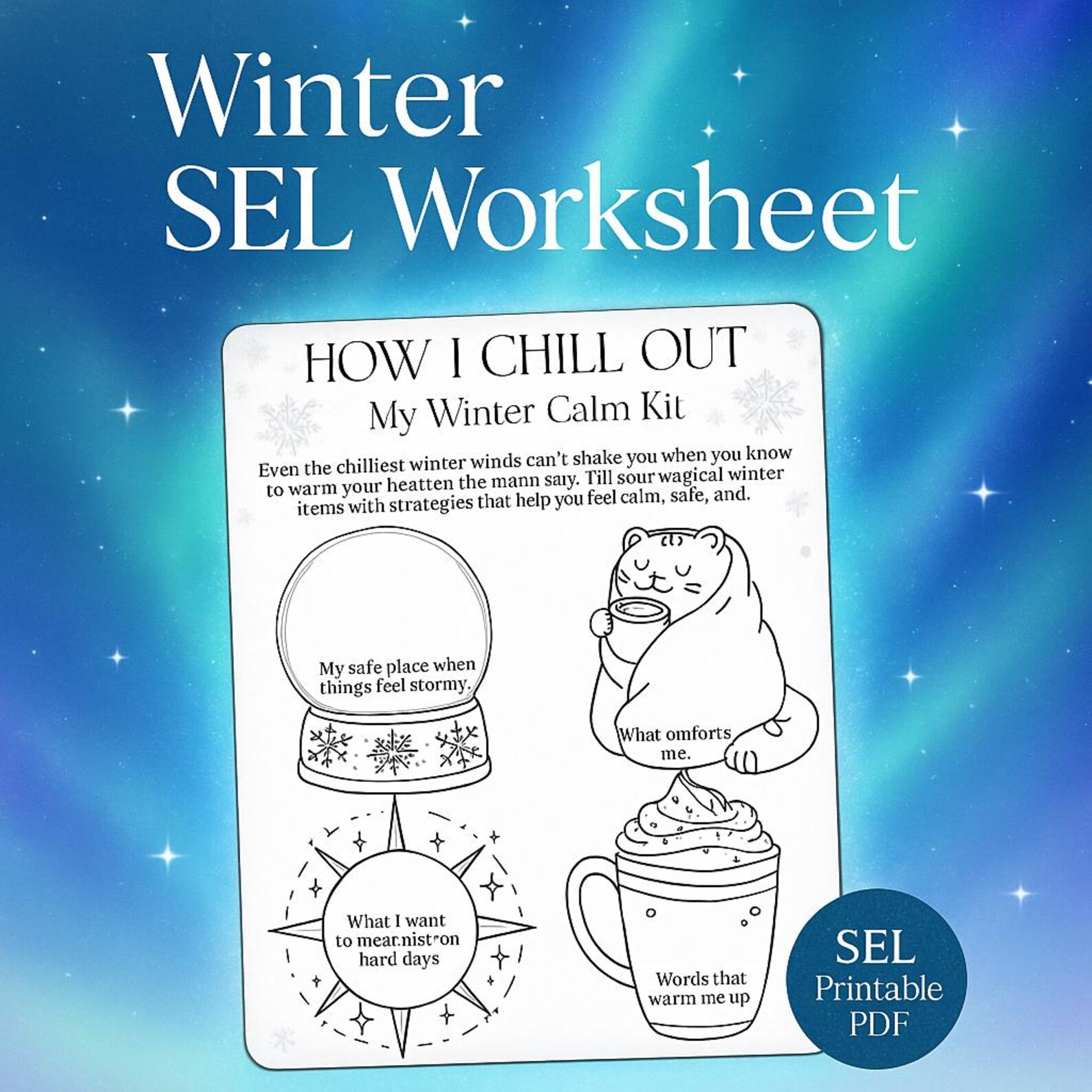 How I Chill Out – My Winter Calm Kit | SEL Mindfulness Worksheet for ...