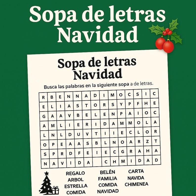 Spanish Christmas Word Search | Sopa De Letras Navidad | ESL Bilingual ...