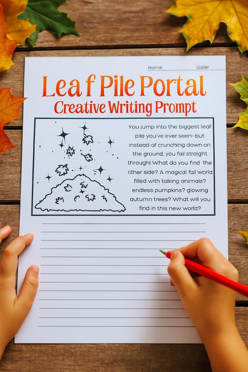 Leaf Pile Portal Writing Prompt: Autumn Creative Writing Activity (PDF ...
