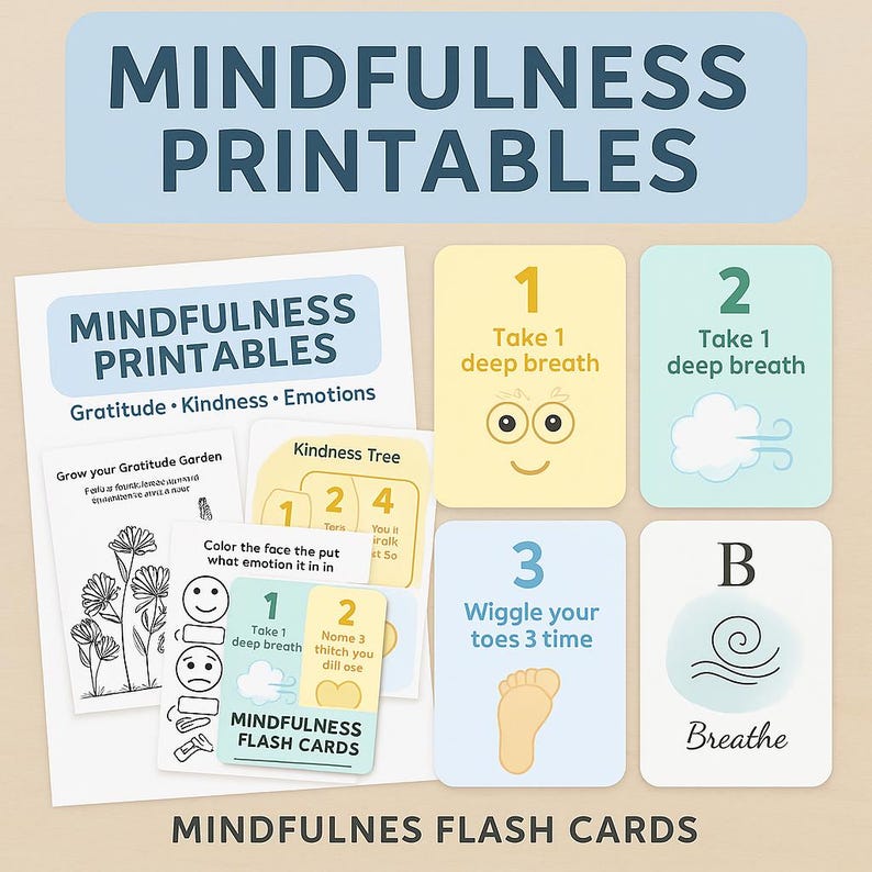 Mindfulness Bundle for Kids | Printable Flashcards + Activity Pack ...