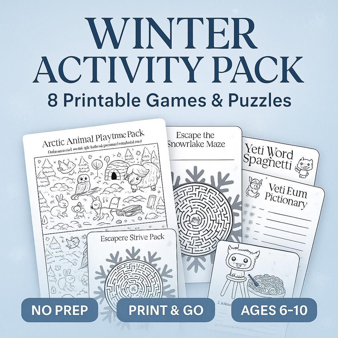 Winter Activity Pack for Kids | 8 Printable Snow Day Games & Puzzles - Etsy