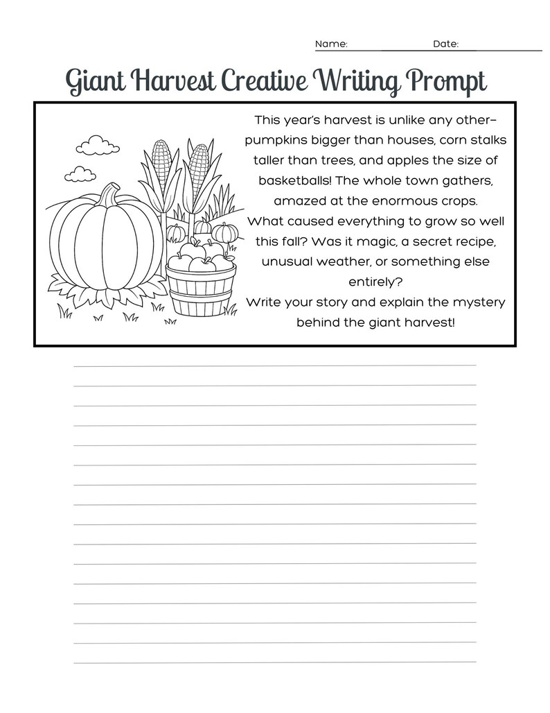 Fall Writing Prompts for Kids: 7 Autumn-themed Worksheets (PDF) - Etsy