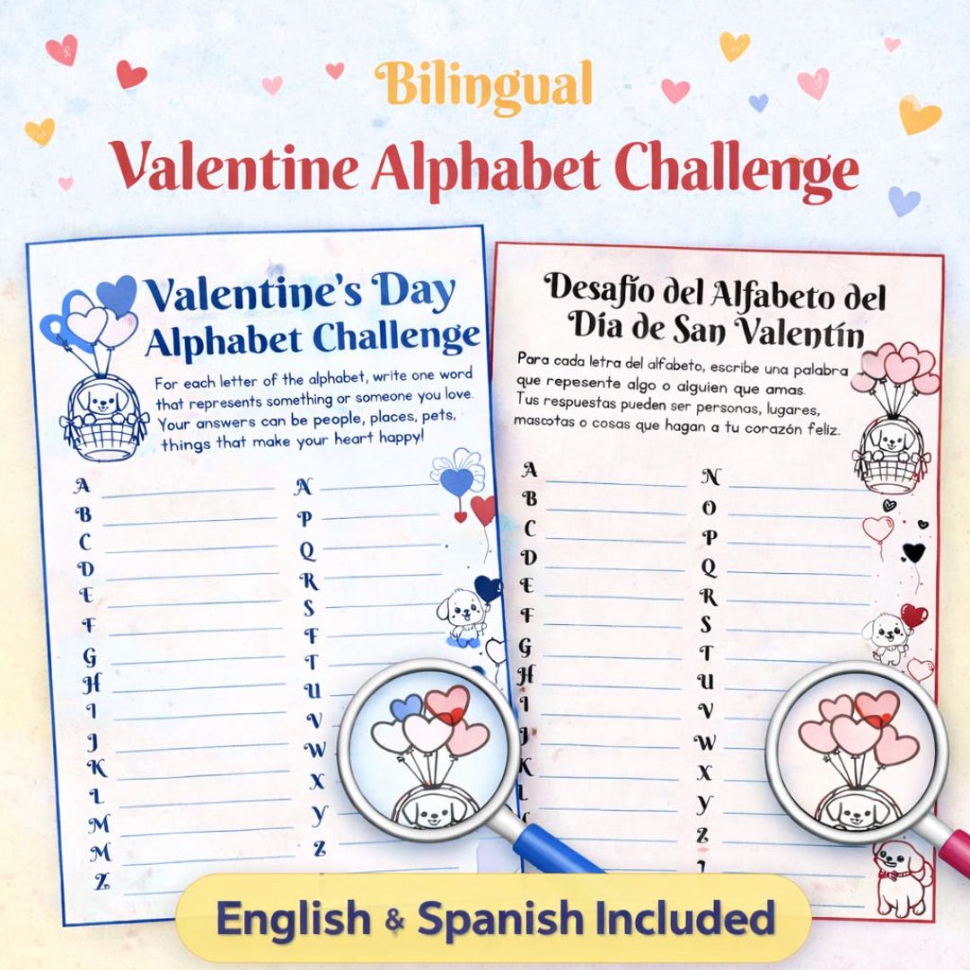 Bilingual Valentine Alphabet Challenge | English & Spanish | Valentine ...