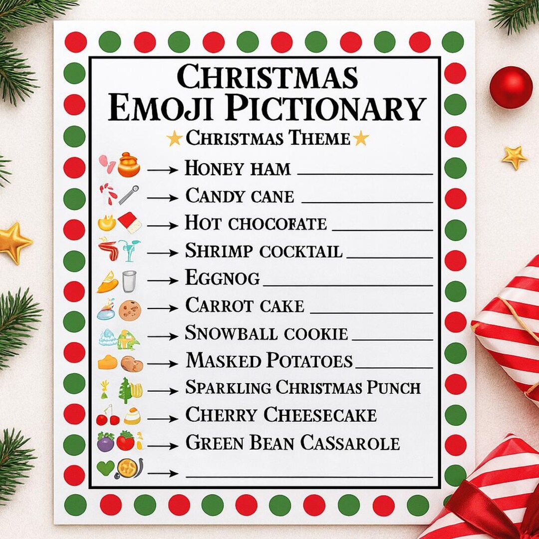 Christmas Food Emoji Pictionary | Holiday Food Guessing Game Printable ...