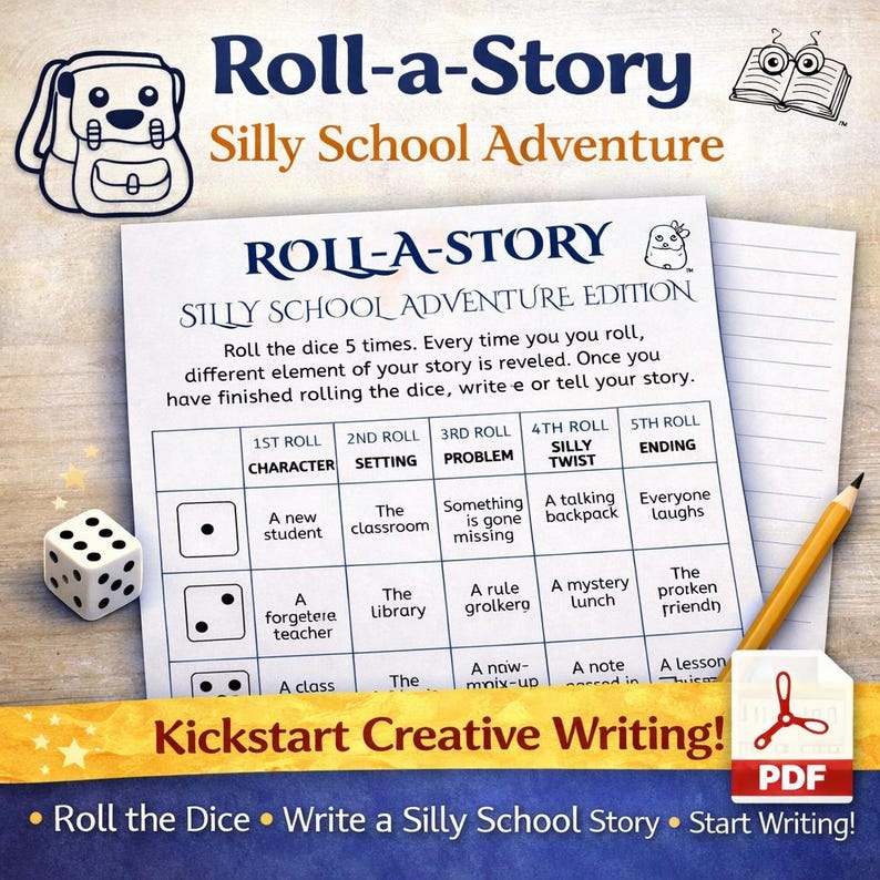 Roll a Story Silly School Adventure | Creative Writing Dice Game ...