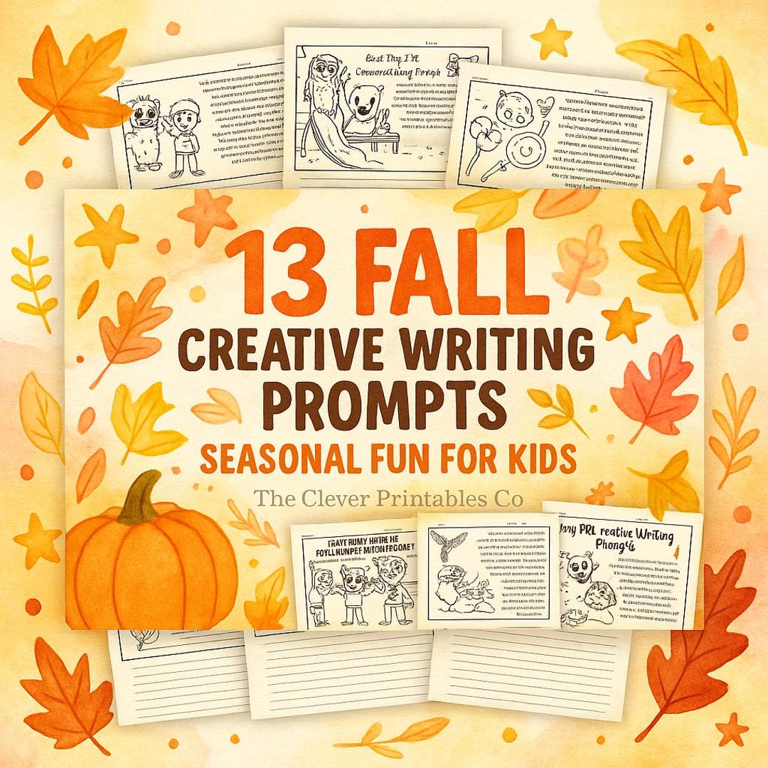 13 Fall & Halloween Writing Prompts – Printable Worksheets for Kids - Etsy