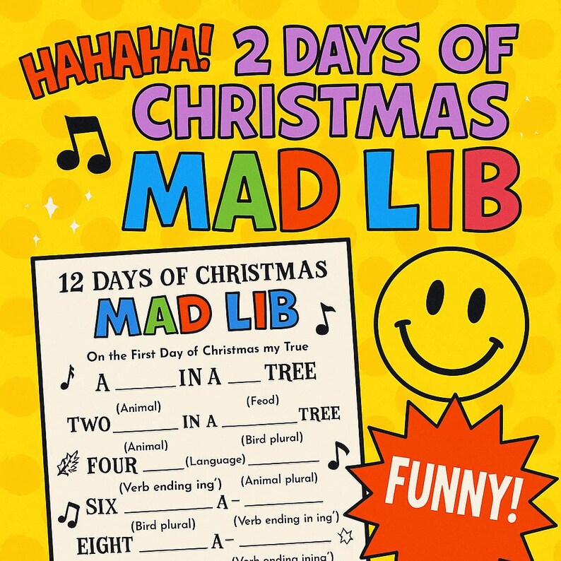 12 Days of Christmas Mad Lib | Funny Christmas Activity - Etsy