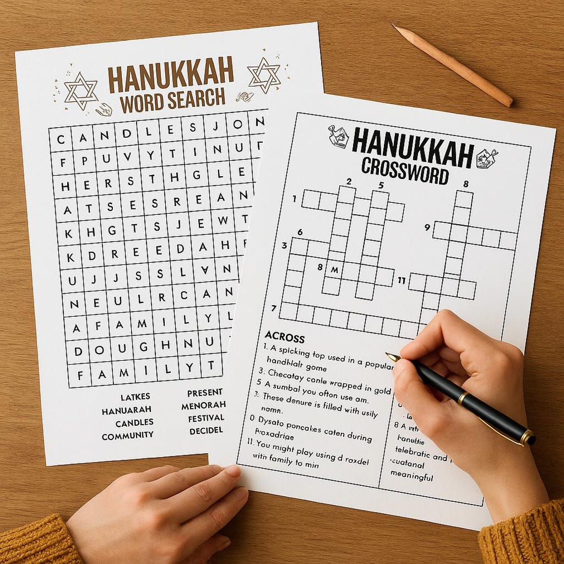 Hanukkah Word Search & Crossword Duo | Printable Hanukkah Activities ...