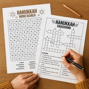 Hanukkah Word Search & Crossword Duo | Printable Hanukkah Activities ...
