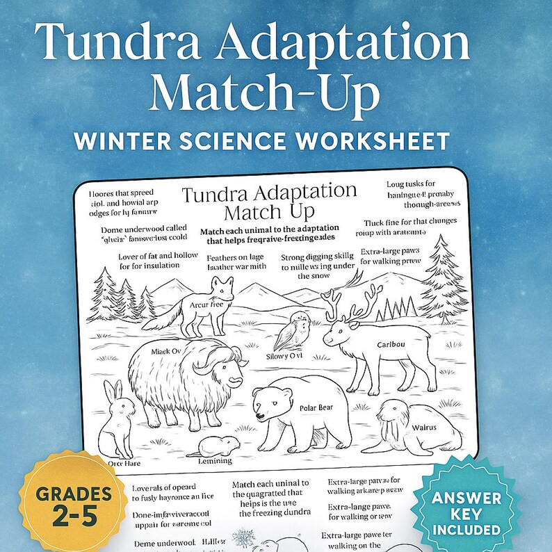 Tundra Animal Adaptations 2-pack | Winter Science & Creative Writing ...