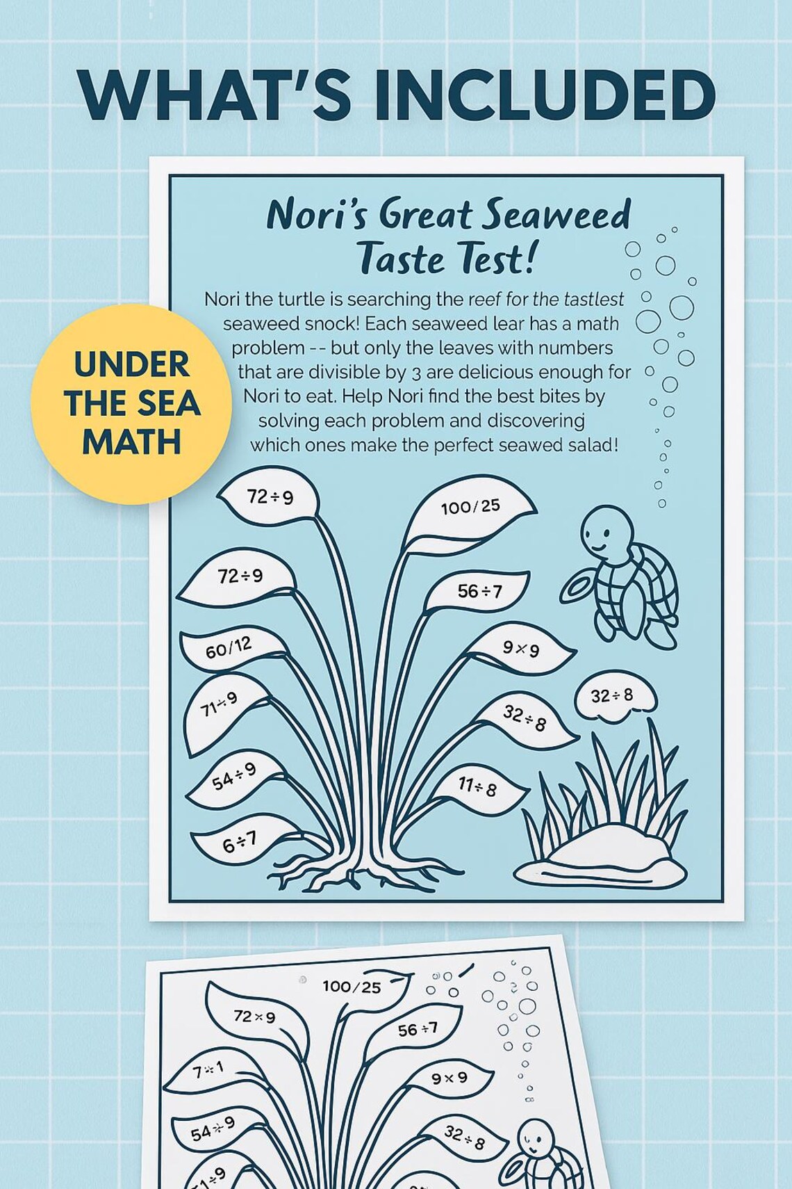 Ocean Math Logic Printable – Nori's Seaweed Taste Test (PDF) - Etsy