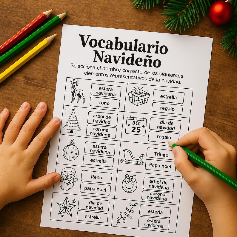 Spanish Christmas Vocabulary Worksheet | Multiple Choice Navidad ...