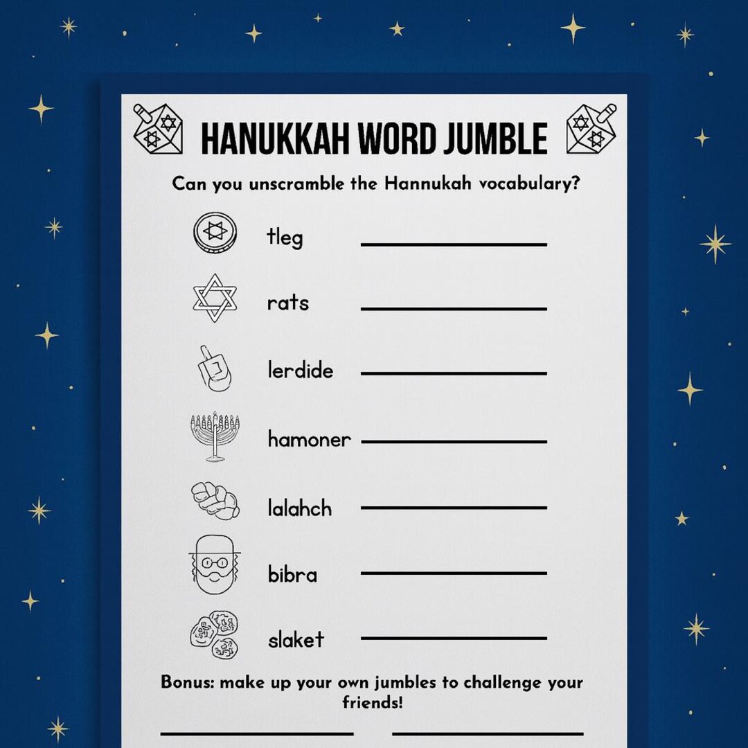Hanukkah Word Jumble – Printable Holiday Vocabulary Activity - Etsy