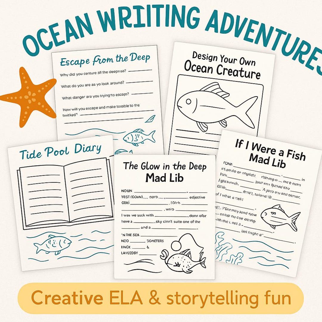 Under the Sea: Ocean Writing Adventures 5-pack - Etsy
