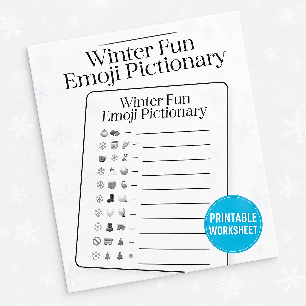 Winter Emoji Pictionary | Fun Classroom Game | Kids Printable Winter ...