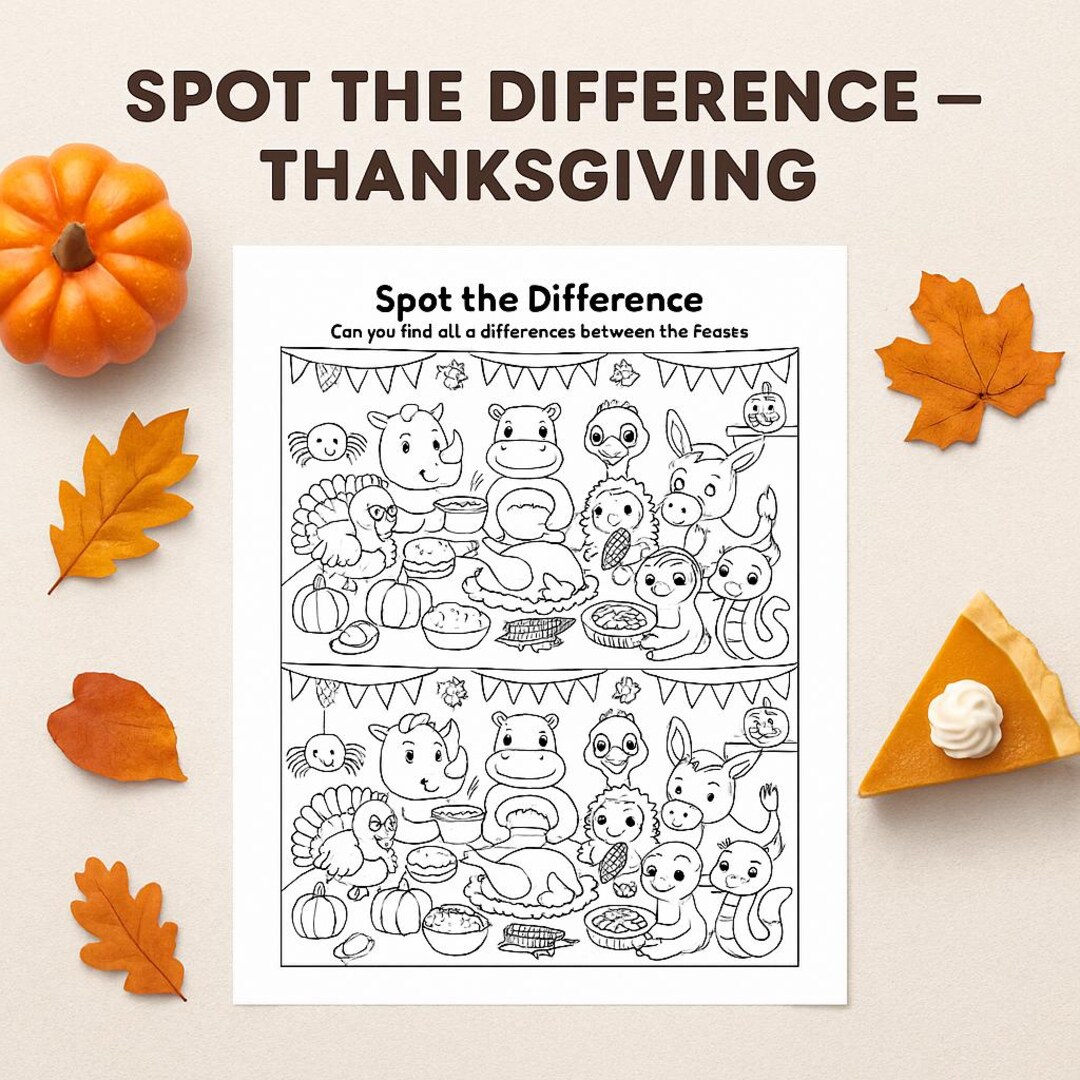 Thanksgiving Spot the Difference | Printable Turkey Puzzle for Kids ...