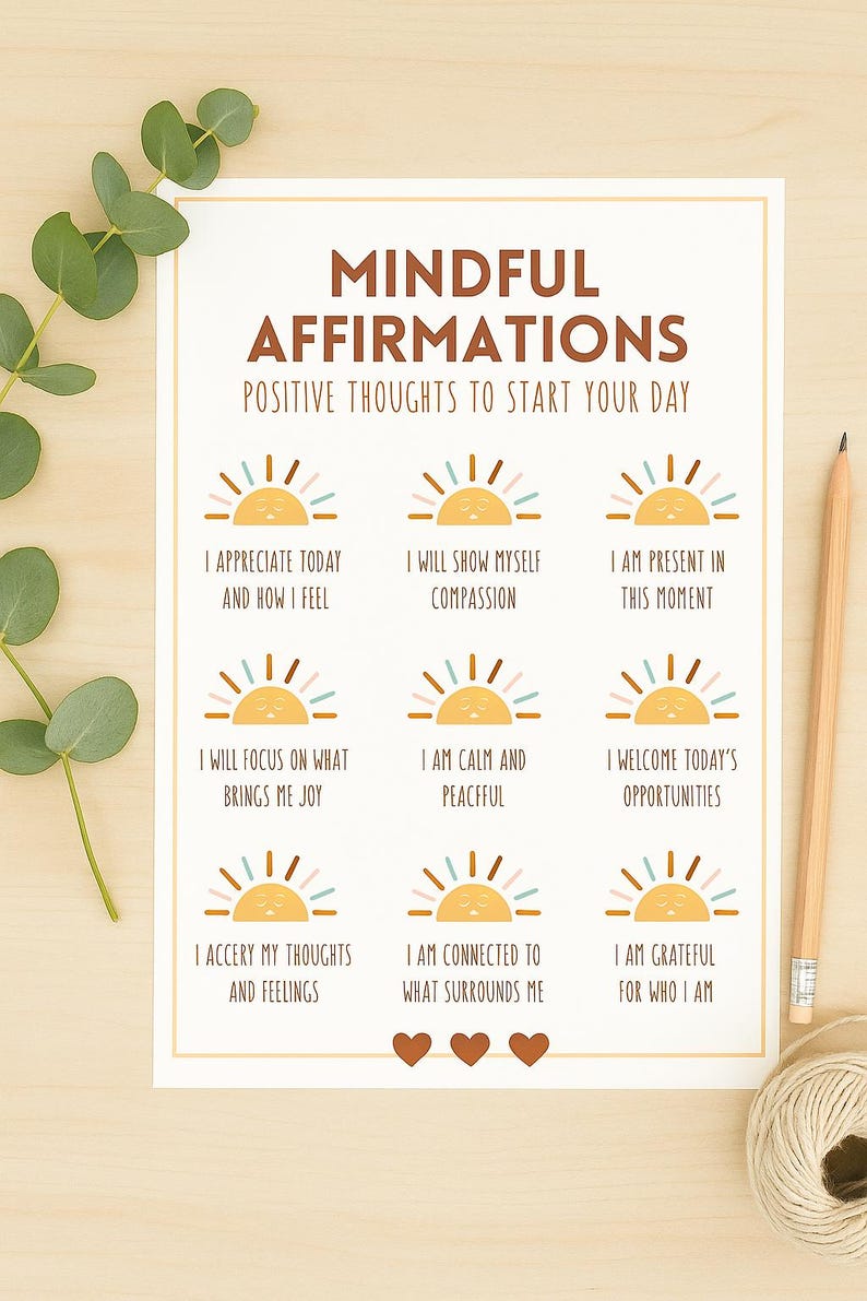 Mindful Affirmations Poster: Positive Classroom Decor (digital Download ...