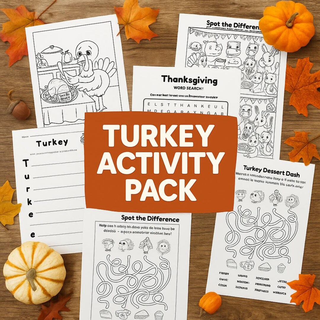 Turkey Activity Pack (5 Fun Thanksgiving Worksheets for Kids!) - Etsy