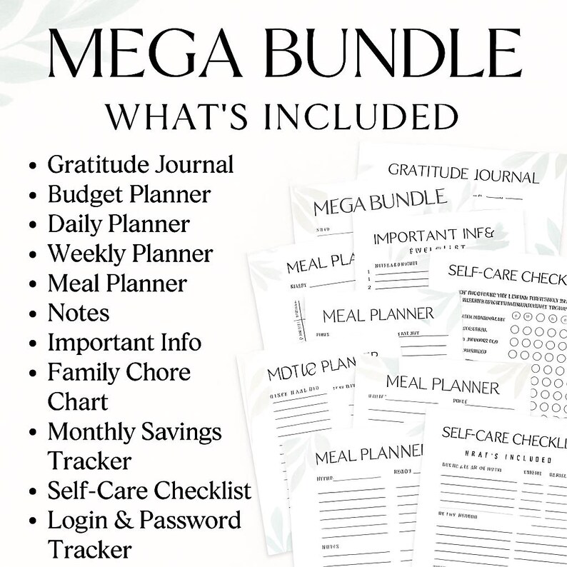 Printable Planner & Organizer Mega Bundle: Home, Budget, Self-care (PDF ...