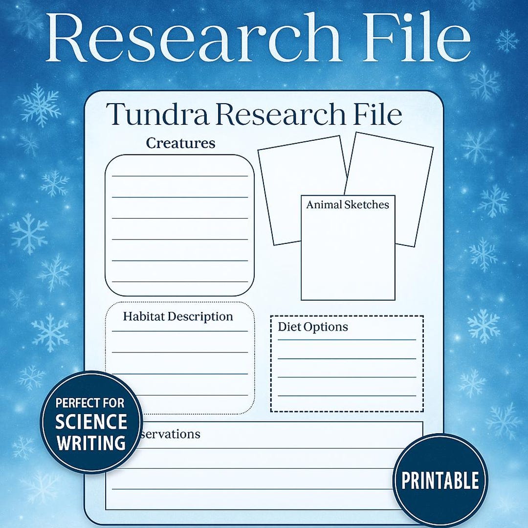 Tundra Research File Worksheet – Arctic Animal Study Printable, Science ...
