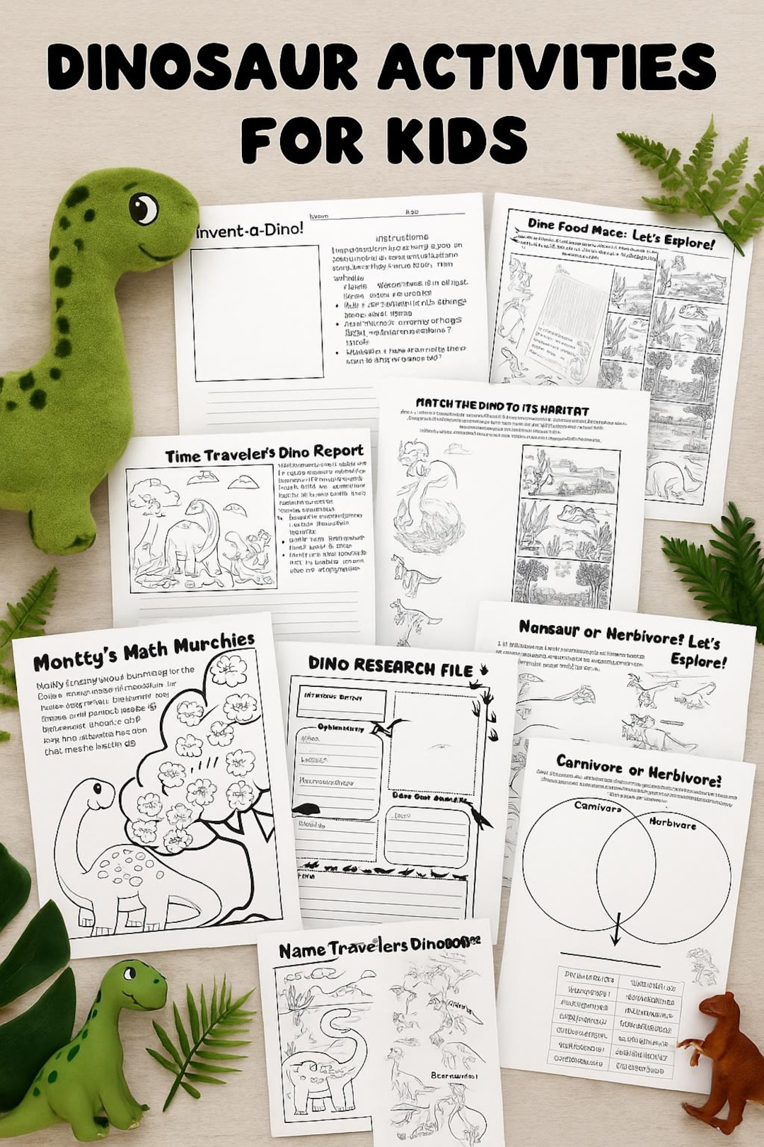 Dinosaur STEM & ELA Activity Pack (12-pack Printable Worksheets) - Etsy