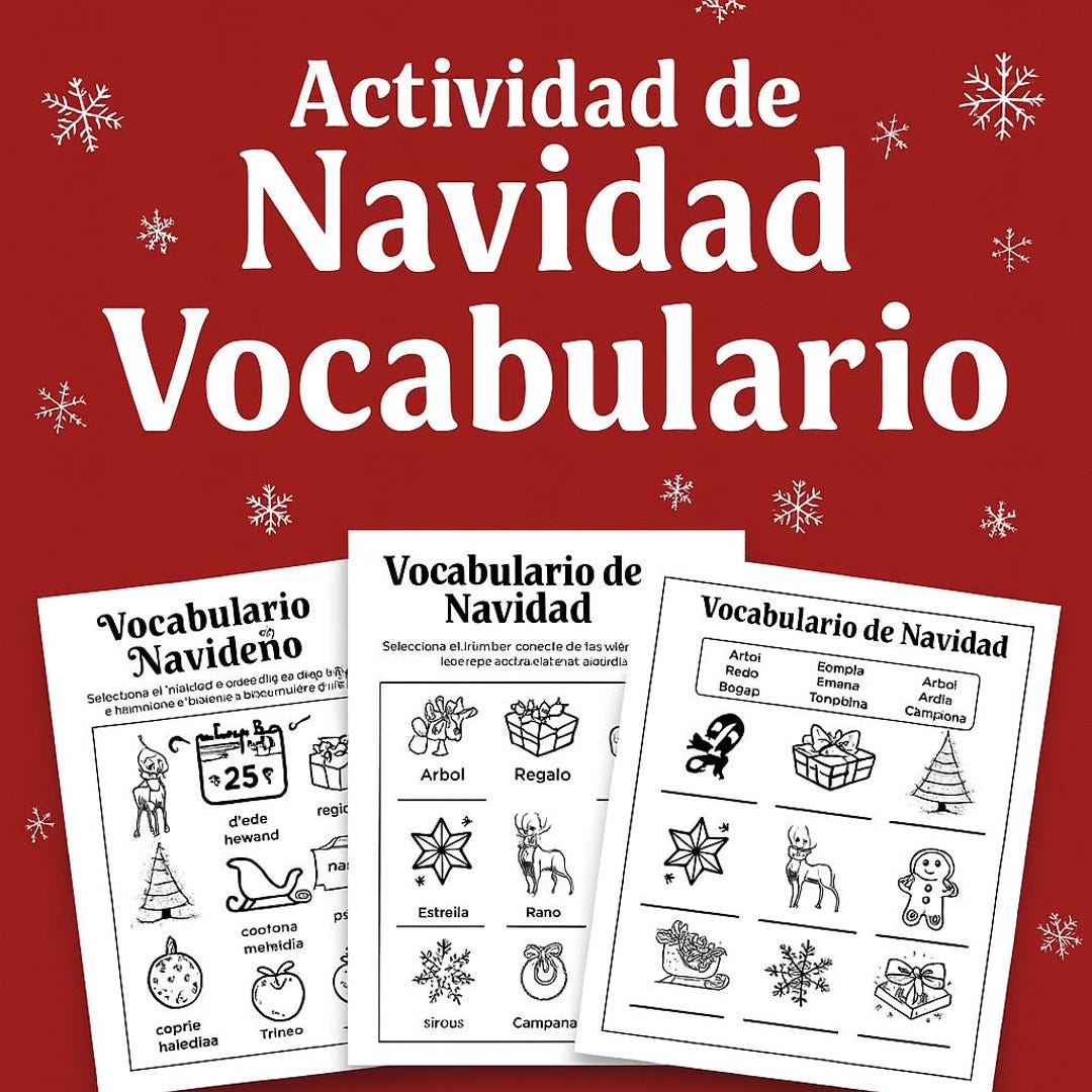 Vocabulario Navideño – 3 Pack | Spanish Christmas Vocabulary Worksheets ...
