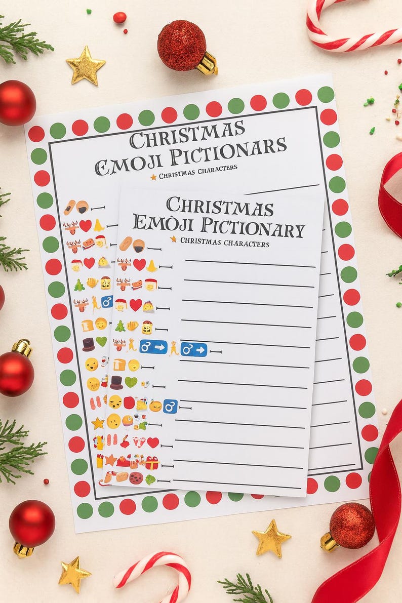 Christmas Character Emoji Game | Printable Holiday Pictionary | Party ...